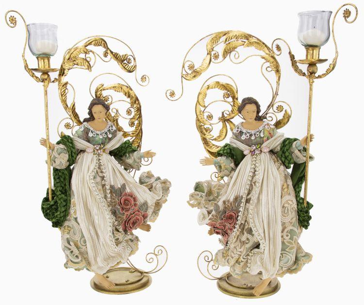 Acanthus Winged Angel Candleholder, Assortment of 2 - 26 Inches ...